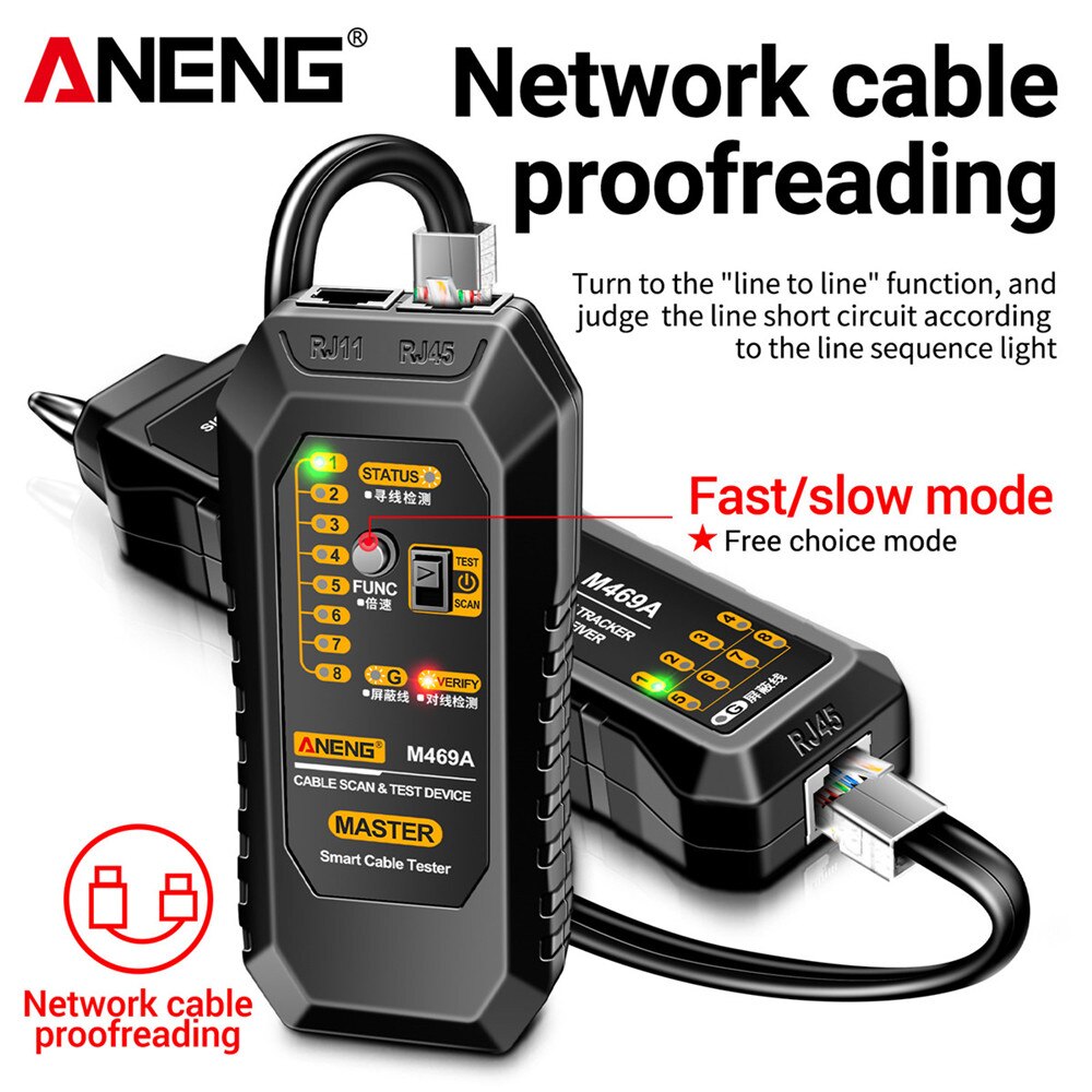 ANENG M469A Network Cable Tracker RJ45 RJ11 Networking Analyzer Multi ...